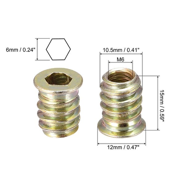 Threaded Inserts for Wood, Hex Socket Furniture Screw-in Nut - Bed Bath ...