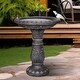 24.4 Inch H Outdoor Bird Bath - Concrete Large Bird Bath for Garden ...