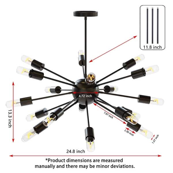 17-Light Pendant Light Black Flush Mount Chandeliers (bulb not included ...