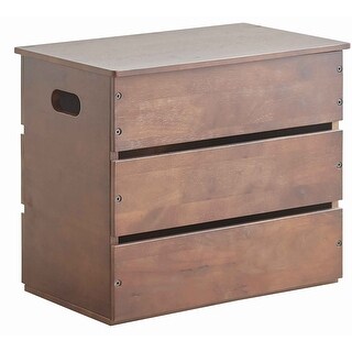 Plank Style Wooden Storage Box with Cut Out Handles, Dark Brown - Bed ...