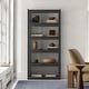 Glass Door Display Cabinet Bookshelf Storage Rack for Living Room - Bed ...