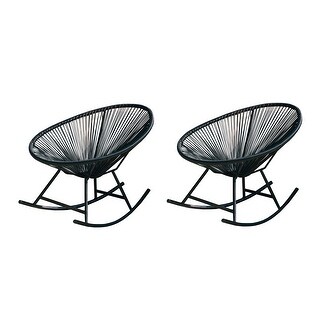 XBrand 34.6"L Oval Rattan/Steel Acapulco Rocking Chairs (Set of 2) All ...