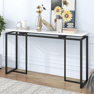 63" Modern Console Table, Extra Long Entryway Table with Metal Frame ...