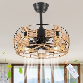 Boho Ceiling Fan with Light and Remote Caged Fan Light Reversible Motor ...