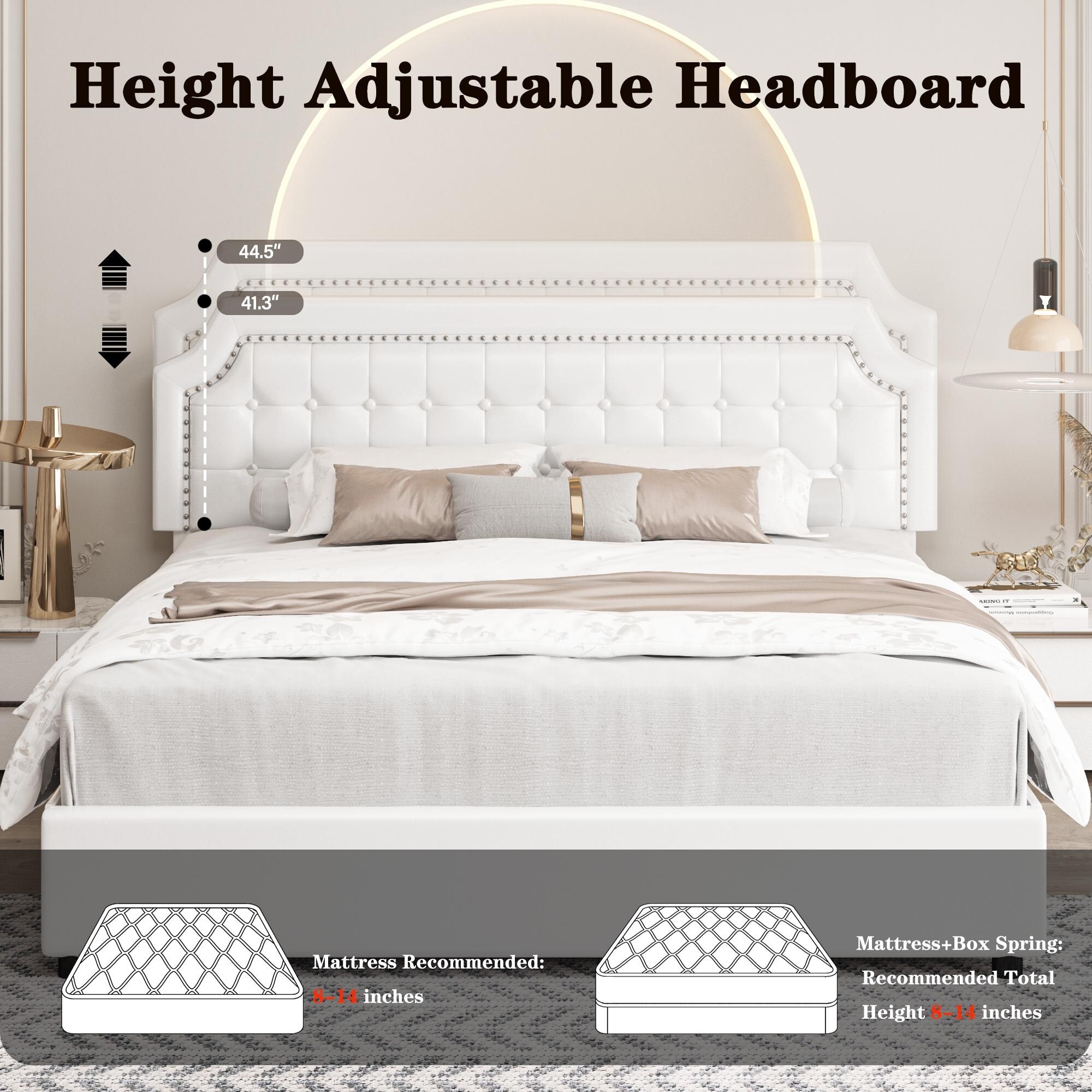 Velvet King Bed Frame with Adjustable Headboard and 4 Spacious Drawers for Storage No Box Spring Required Bed Bath Beyond 42439412