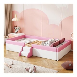 Upholstered Daybed with Enclosed Fence and Sturdy Stairs,for Relaxing ...