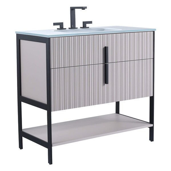 Eviva Leah 39 Inch Made in Spain Medium Oak Wall Mount Bathroom Vanity ...