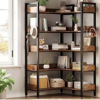 Corner Bookshelf, 5 Tier Convertible Corner Book Shelf - Bed Bath ...