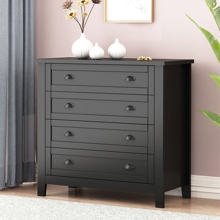 Drawer Dresser, Bedroom Storge Cabinet W/ Retro Shell-shaped Handle ...