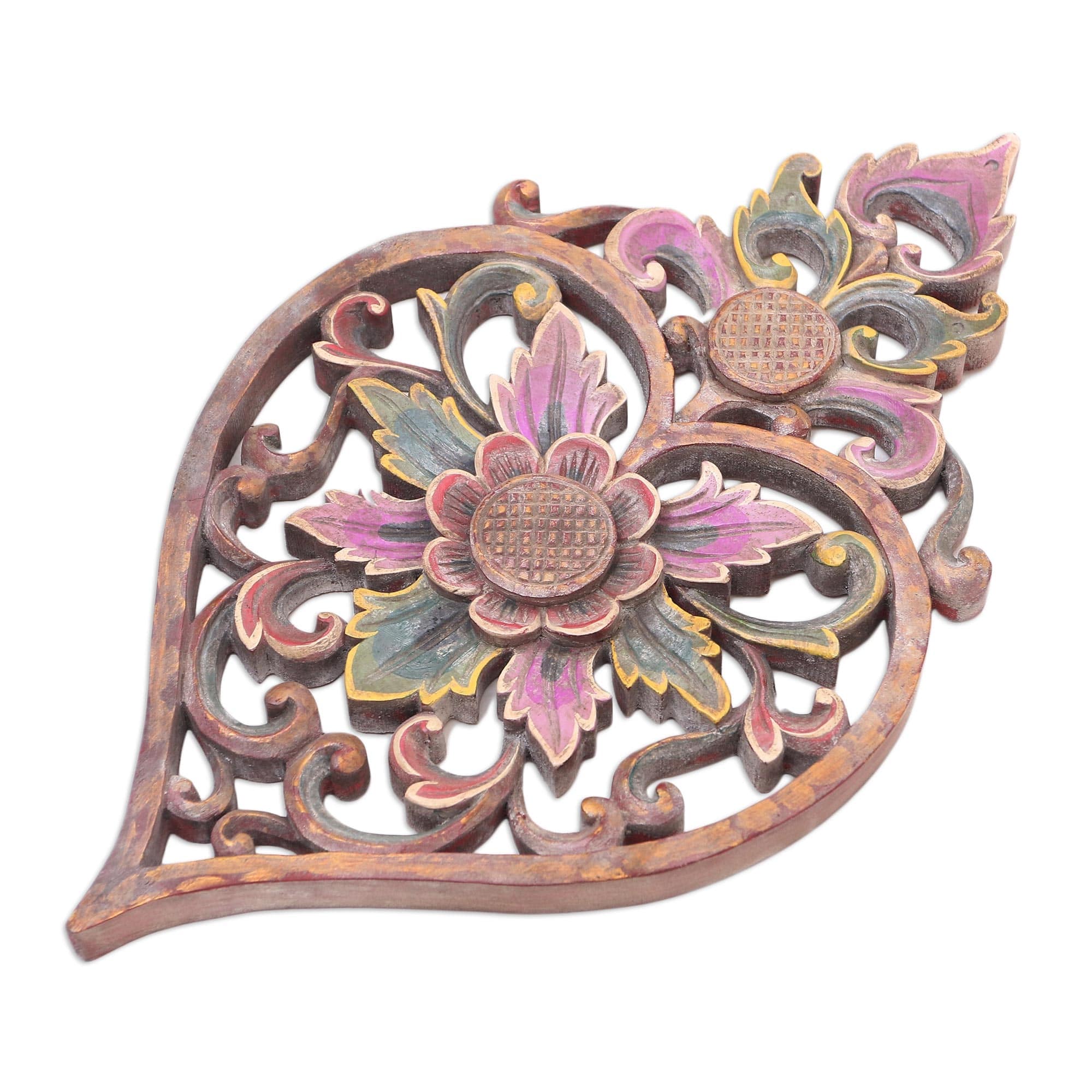 Novica Handmade Love And Flowers Wood Relief Panel Bed Bath And Beyond
