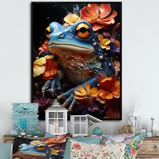 Designart "Cosmic Frog Journey " Frogs & Toads Framed Canvas Prints ...