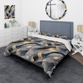 Designart "Grey And Gold Diamond Glam Sequins " Grey Glam Bedding Cover ...