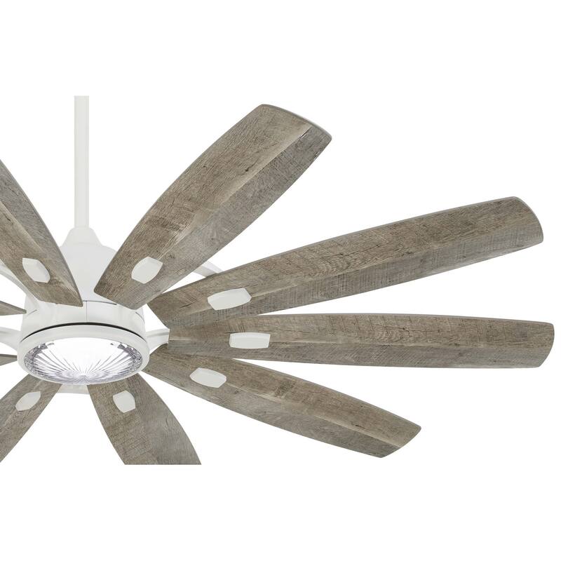 Minka Aire Barn Flat White 10 Blade 65 Inch Ceiling Fan With LED Light ...