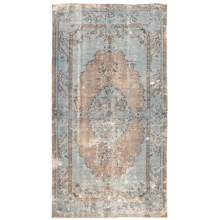 ECARPETGALLERY Hand-knotted Color Transition Slate Blue, Tan Wool Rug ...