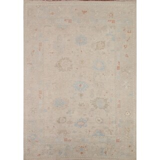 Hand-knotted Muted Oushak Turkish Area Rug Floral Wool Carpet - 8'4" x ...