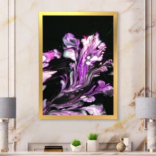 Designart "Purple Mixed Abstract Fluid" Abstract Framed Wall Decor - Bed Bath & Beyond - 36496996