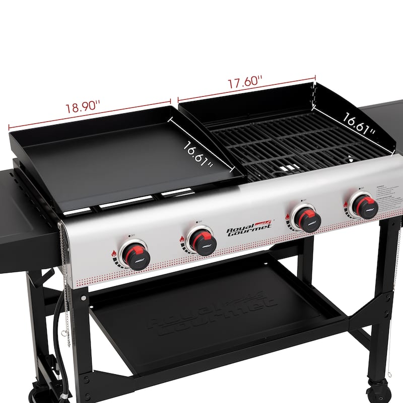 Royal Gourmet 4-Burner Portable Flat Top Gas Grill and Griddle Combo ...