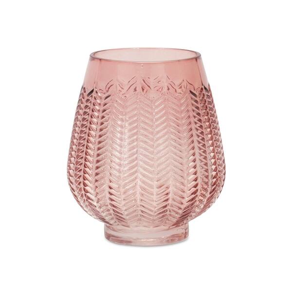 6" Pink Textured Semi Transparent Glass Vase - Bed Bath & Beyond - 37457072