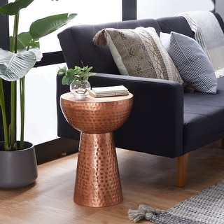 Copper Metal Handmade Accent Table with Hammered Design - Bed Bath ...