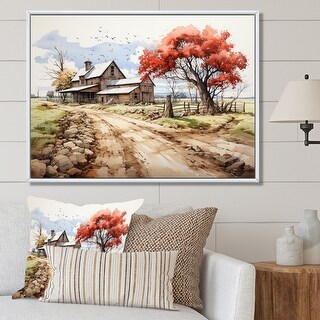Designart "Farmstead Lnadscape I" Landscapes Framed Wall Decor - Bed ...