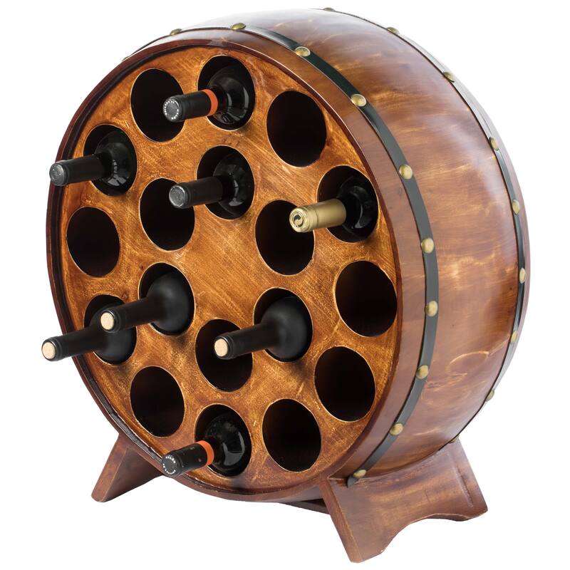 Wooden Stackable Round Shaped Wine Barrel Wine Rack, 1 Rack - Overstock ...