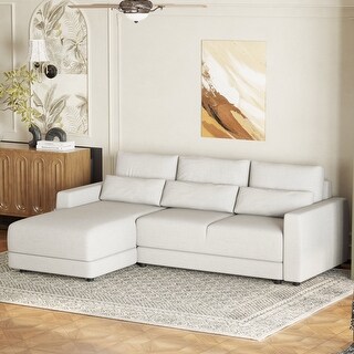 L-shaped Modular Sectional Sofa with Removable Back Cushions and 3 ...