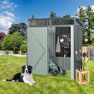 5ft x 3ft Outdoor Metal Storage Shed Transparent plate Gray - Bed Bath ...