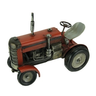 Hand Painted Vintage Red Farm Tractor Metal Statue - 7.5 X 9 X 5 inches ...