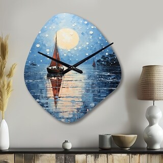 Designart - Boat Sailing Reflections IV - Coastal Boat Large Wall Clock ...