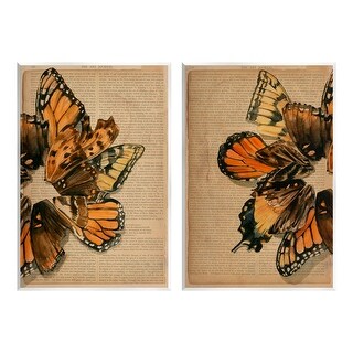 Stupell Vintage Butterfly Literature Pages 2 Piece Wall Plaque Art Set ...