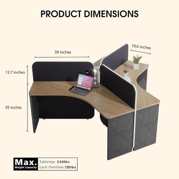 WESOME Office Cubicle Desk Workstation with Built-in Power Outlets ...
