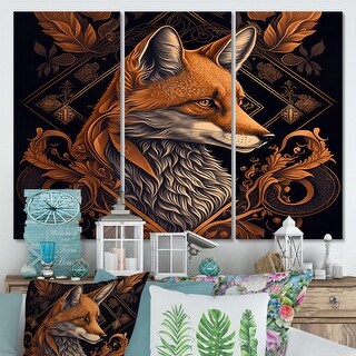 Designart "Retro Graphic Fox I" Animals Fox Canvas Wall Art Print - Bed ...