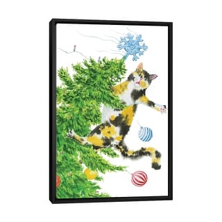 iCanvas "Christmas Calico Cat" by Alexey Dmitrievich Shmyrov Framed ...