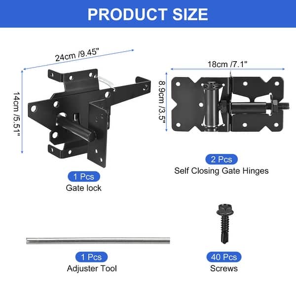 2pcs Self Closing Gate Hinges and Gate Latch Hardware Kit for Fence ...
