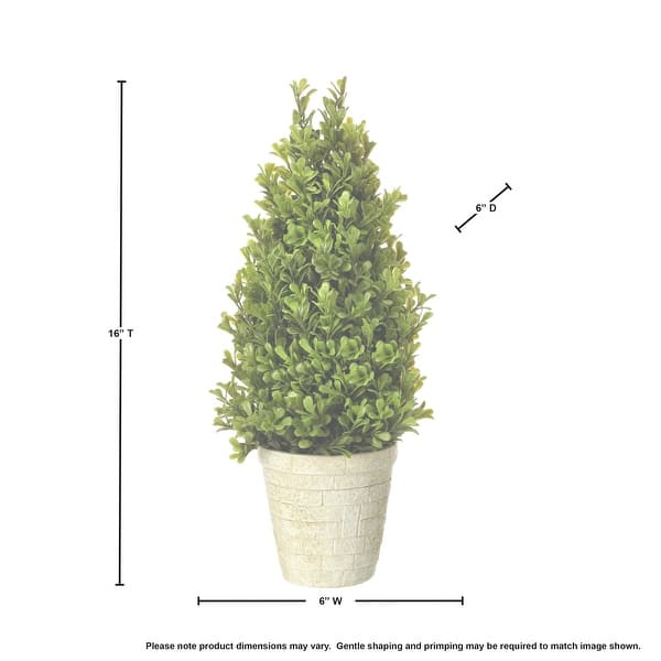 Plastic Potted Spring Boxwood Cone Topiary 16" - Bed Bath & Beyond ...