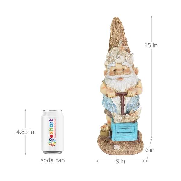 Exhart Good Time Beach Bum Gnome with a Box of Seashells Garden Statue ...