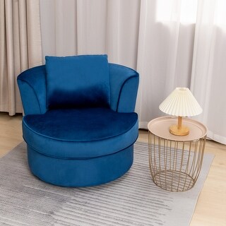 360° Swivel Single Sofa Chair, Home Leisure Polyester Fabric Couch with ...
