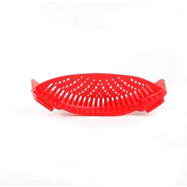 Red Kitchen Pot Pan Drainer with Handle Pasta Noodle Strainer - Bed ...