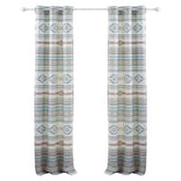 84 Inch Window Curtains, Microfiber Blue Southwest Design, Grommets - 0 ...