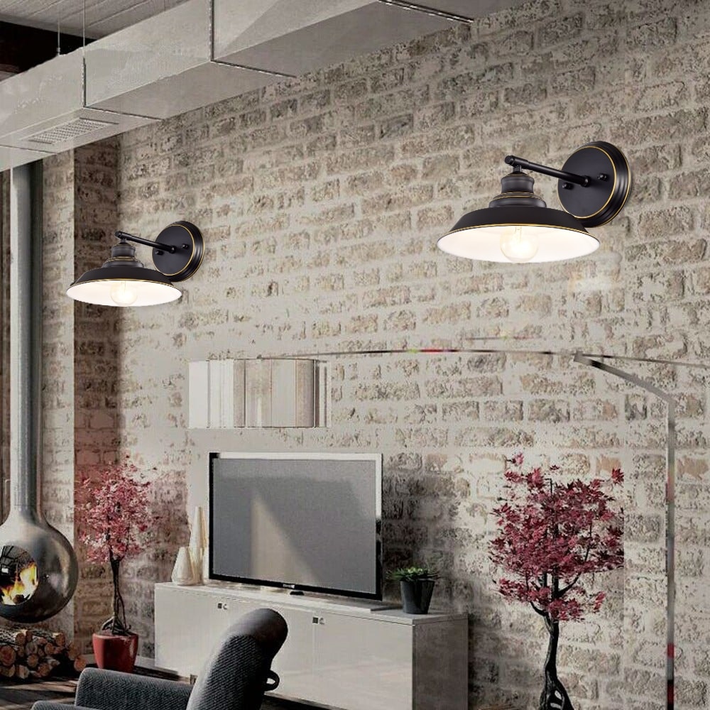 1-Light Brown Round Plug-in Outdoor Wall Lantern Sconce Porch Light ...