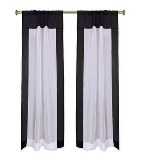 White with Black Rod Pocket Sheer Tissue Curtain /Panel-84"-Piece - Bed ...