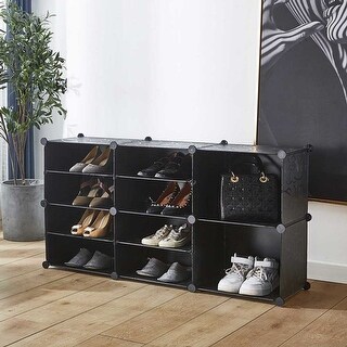 Stackable Plastic Cube Storage Shoe Rack 4 Layers Storage Shoe Cabinet ...