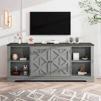 TV Stand for TV up to 75 in. Gray w/ Walnut Color Desktop - 73 inches ...
