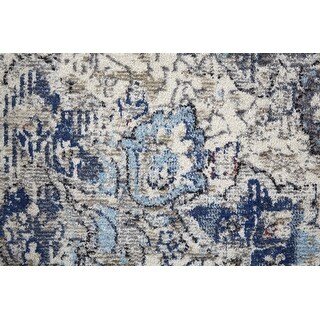 2' X 3' Blue Ivory And Red Floral Power Loom Distressed Stain Resistant ...