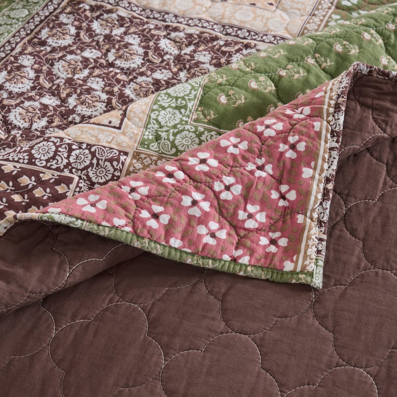 Greenland Home Fashions Priya Vintage Boho Patchwork Print Quilt Set ...