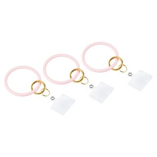 3pcs Key Ring Bracelet Silicone Keychain Circle Wristlet Keyrings, Pink ...
