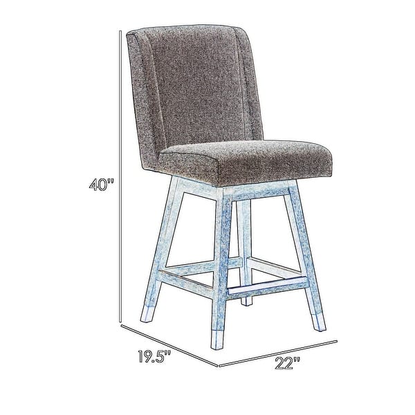 Rico 26 Inch Swivel Counter Stool Wingback Chair, Taupe Fabric, Brown ...