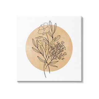 Stupell Minimal Flower Sprigs Lines Round Ochre Shape Canvas Wall Art ...