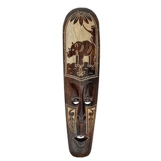 Hand Painted Carved African Tribal Rhinoceros Wall Mask Rhino - Bed ...