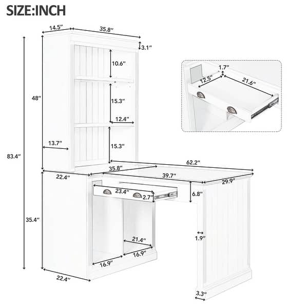 Modern Bookcase Suite, 2 Tall Bookshelf & 1 Writting Desk Suite - Bed ...